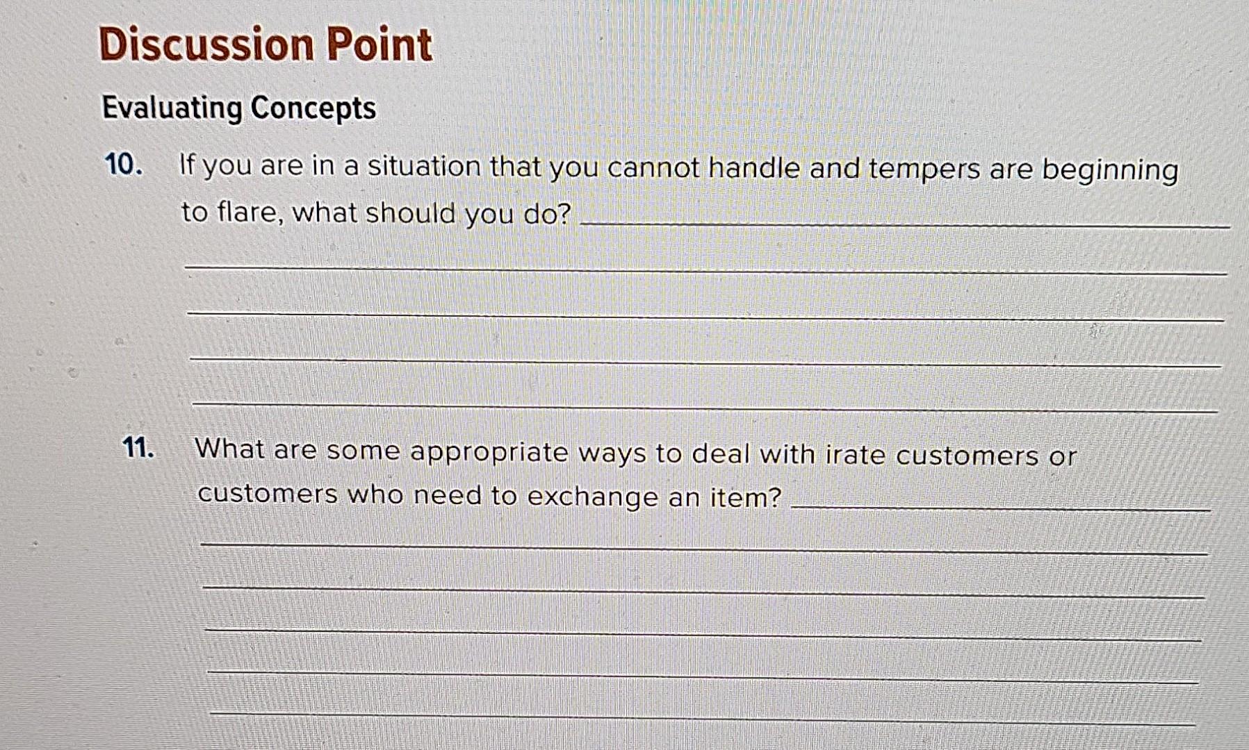 Discussion Point Evaluating Concepts 10. If you | Chegg.com