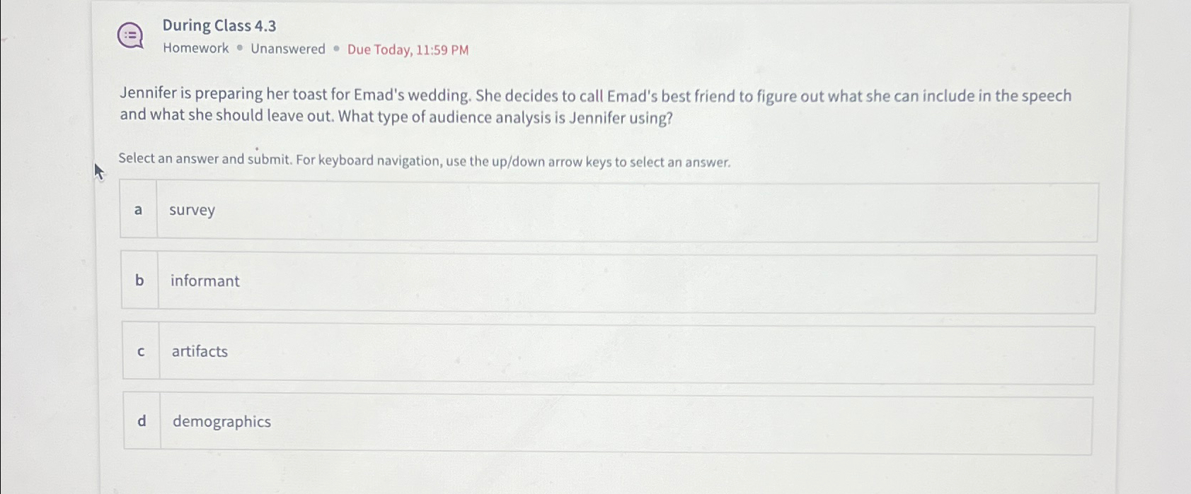 Solved During Class 4.3Homework * ﻿Unanswered * ﻿Due Today, | Chegg.com