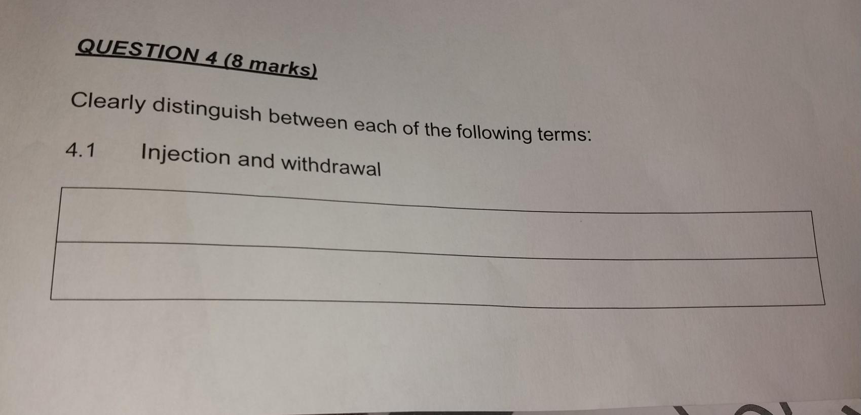 Solved QUESTION 4 (8 marks) Clearly distinguish between each | Chegg.com
