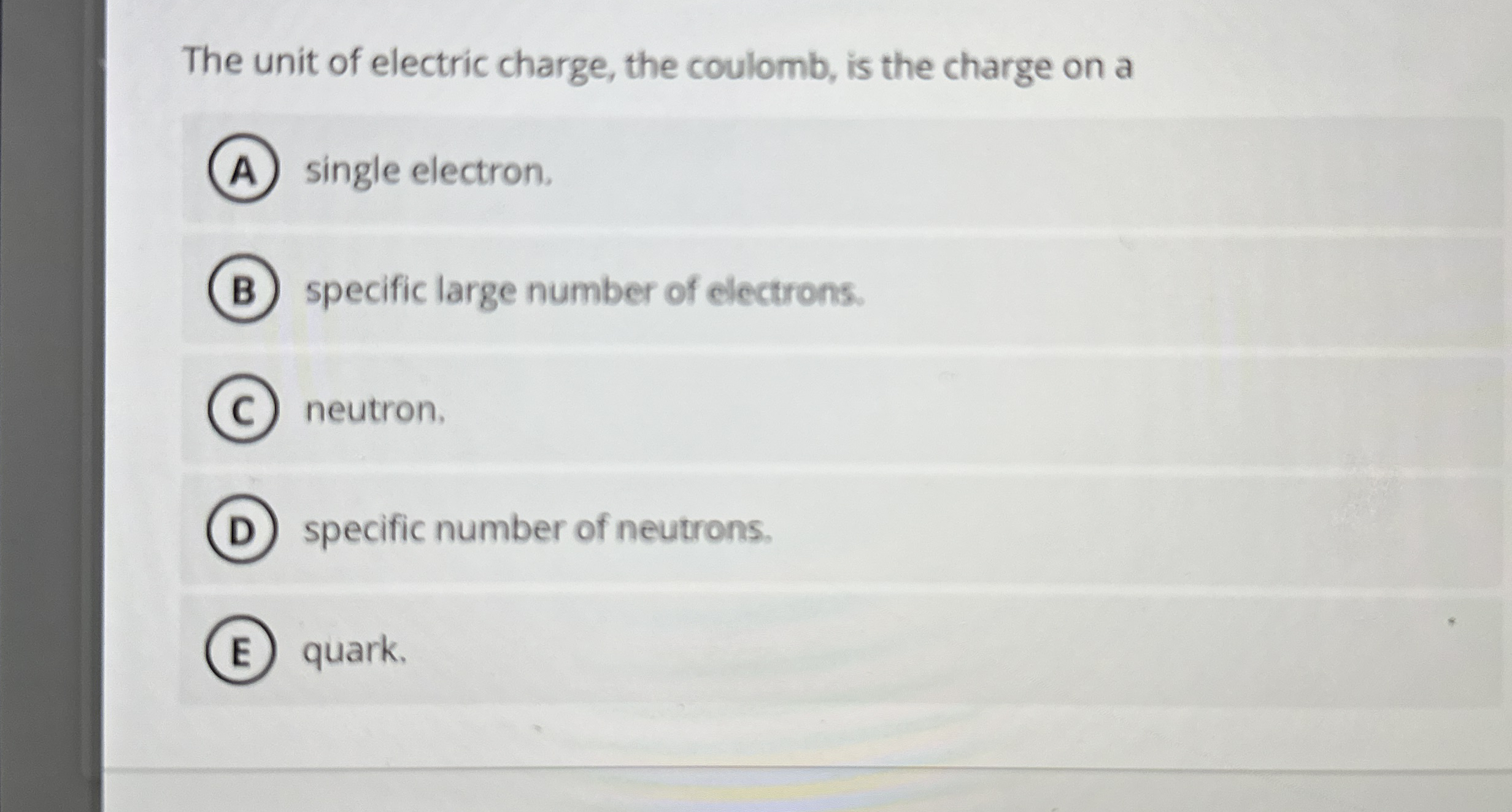 Solved The unit of electric charge, the coulomb, is the | Chegg.com
