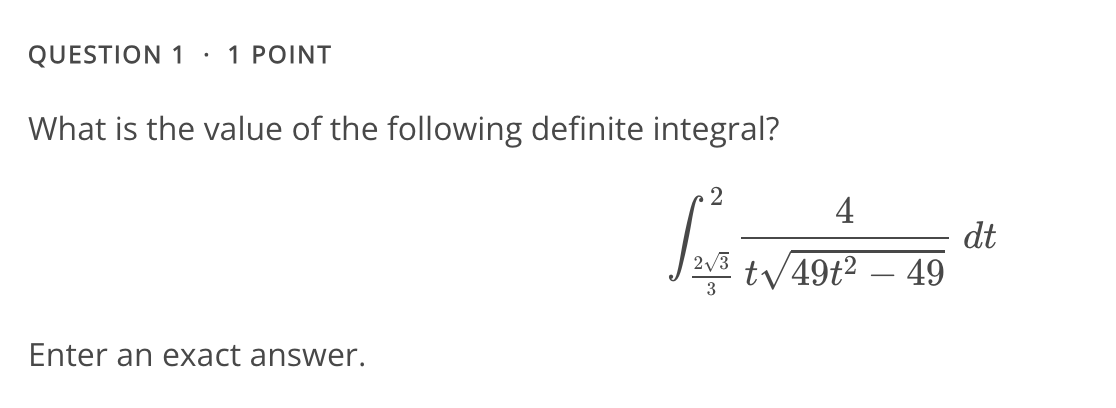 Solved QUESTION 1*1 ﻿POINTWhat is the value of the following | Chegg.com