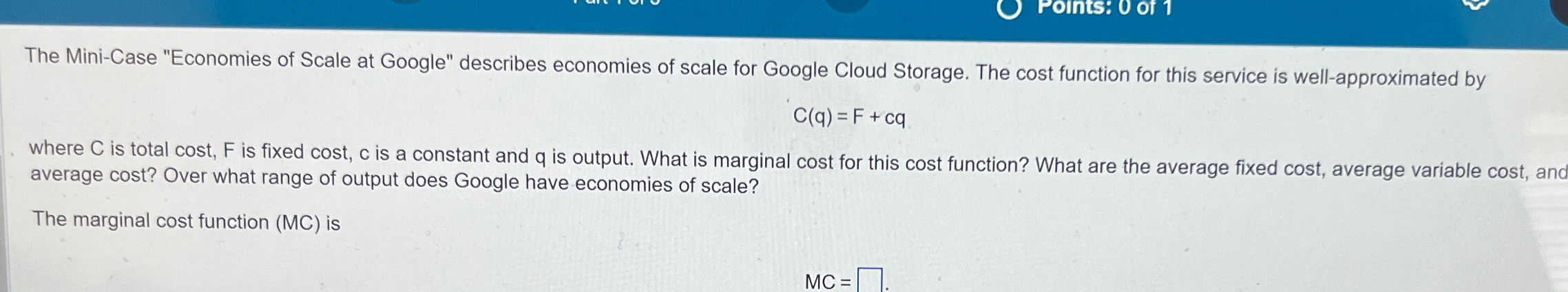 Solved The Mini-Case "Economies of Scale at Google" | Chegg.com