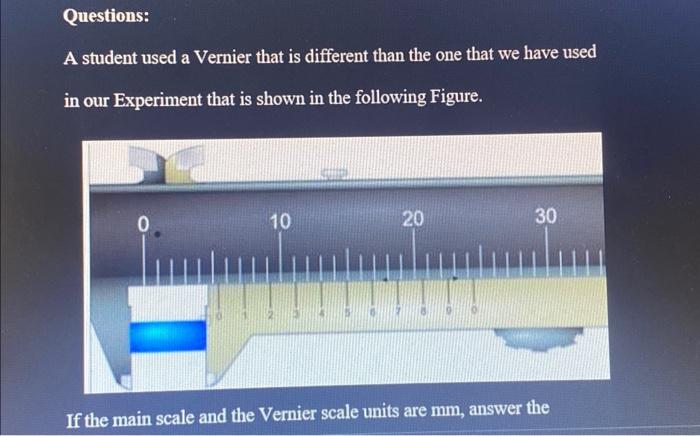 Solved Questions: A student used a Vernier that is different | Chegg.com