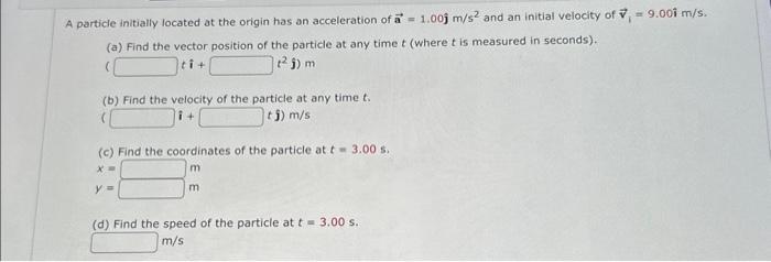 Solved A particle initially located at the origin has an | Chegg.com