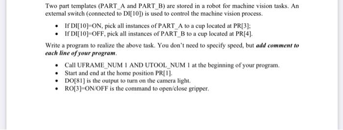Two part templates (PART_A and PART_B) are stored in | Chegg.com
