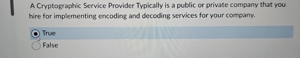Solved A Cryptographic Service Provider Typically is a | Chegg.com