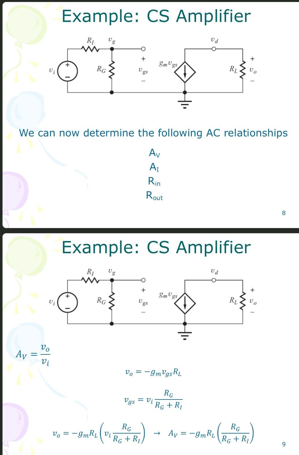 Solved Example: CS Amplifier We can now determine the | Chegg.com