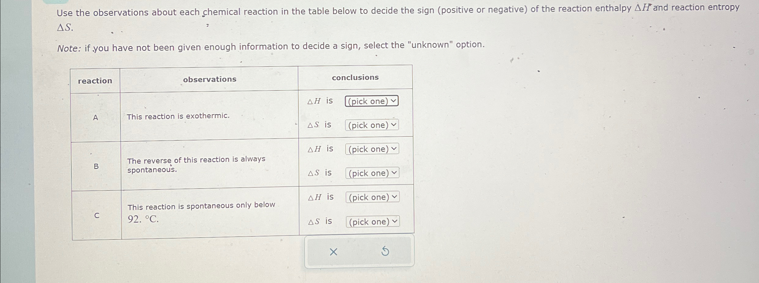 Solved Use the observations about each chemical reaction in | Chegg.com