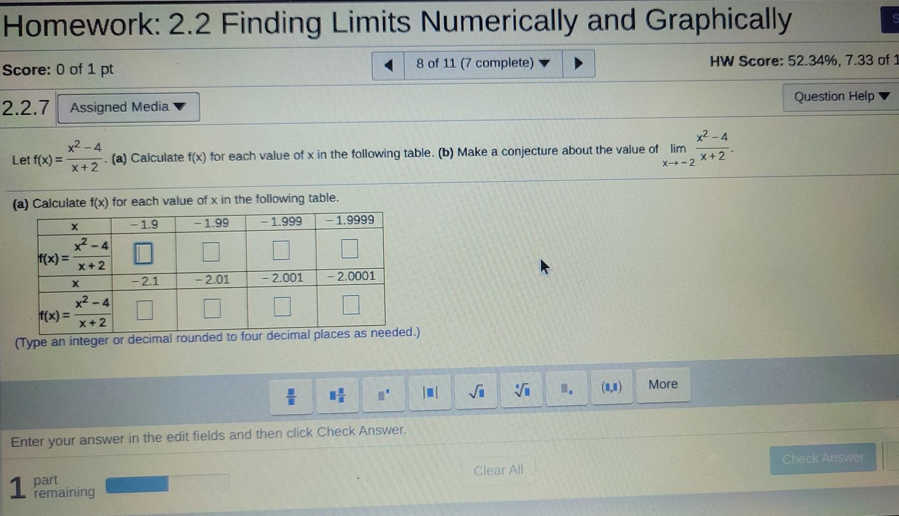 Solved Homework: 2.2 Finding Limits Numerically and | Chegg.com