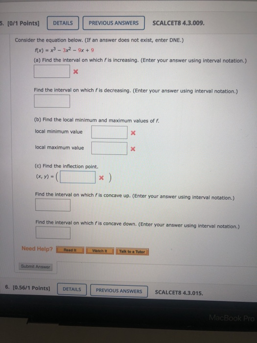 Solved 5. [0/1 Points] DETAILS PREVIOUS ANSWERS SCALCET8 | Chegg.com