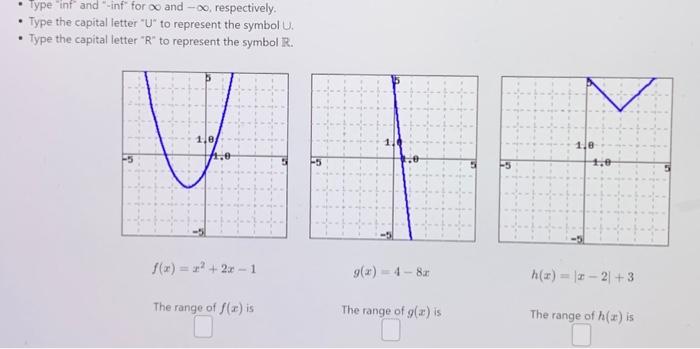 Solved Type Inf And Inf For ∞ And −∞ Respectively 