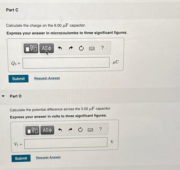Solved Calculate the charge on the 6.00μF capacitor. Express | Chegg.com