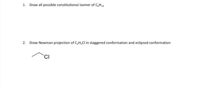 Solved 1. Draw all possible constitutional isomer of C6H14 | Chegg.com