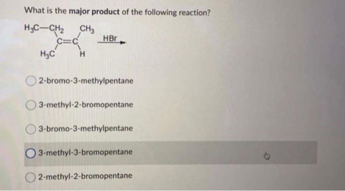Solved What is the major product of the following reaction? | Chegg.com
