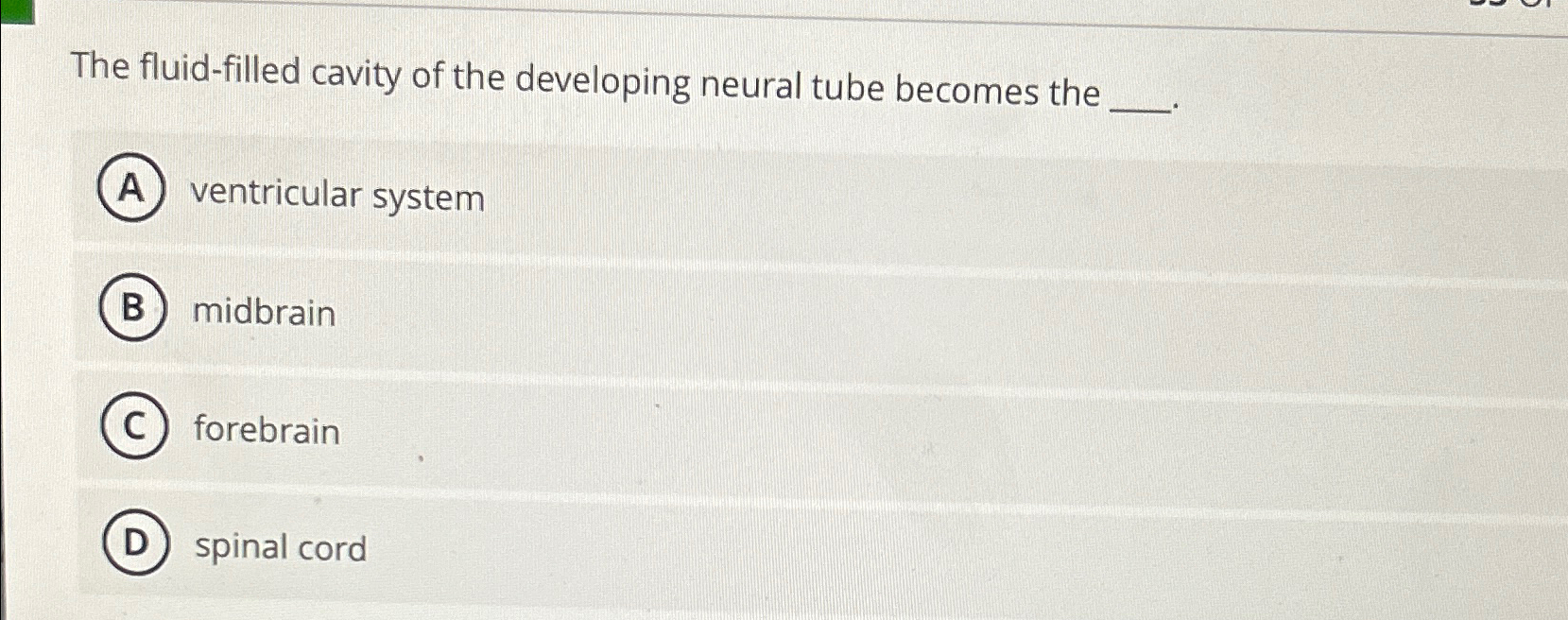 Solved The fluid-filled cavity of the developing neural tube | Chegg.com