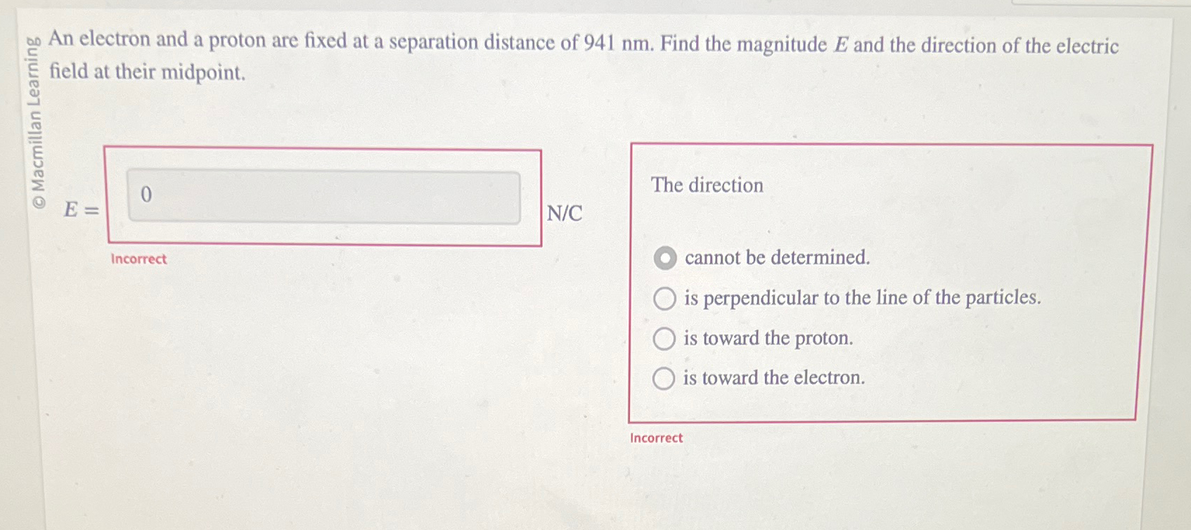 Solved An Electron And A Proton Are Fixed At A Separation
