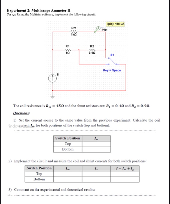 Solved Experiment 2: Multirange Ammeter II Set up: Using the | Chegg.com