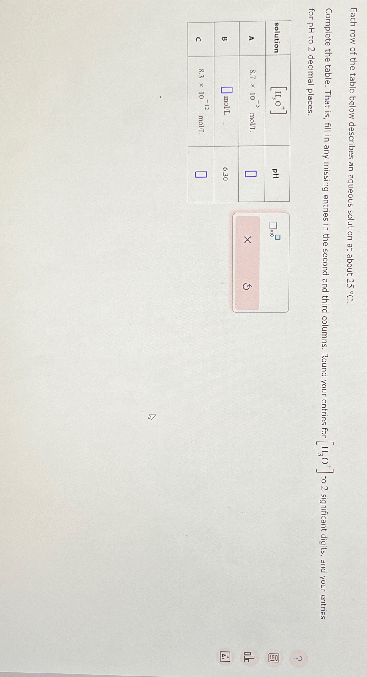 Each row of the table below describes an aqueous | Chegg.com