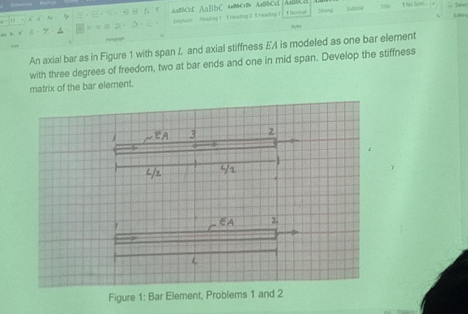 Solved An axial bar as in Figure 1 with span L and axial | Chegg.com