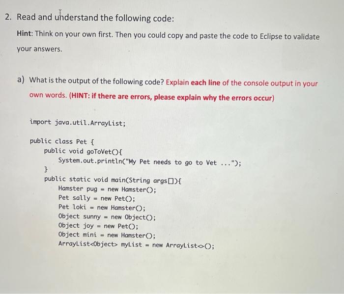 Solved Java Codes a) | Chegg.com