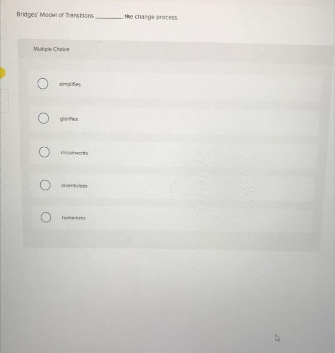 Solved Bridges' Model of Transitions the change process. | Chegg.com