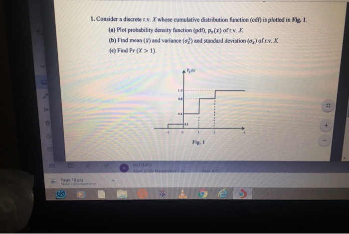 Solved 1. Consider a discrete r.v. X whose cumulative | Chegg.com