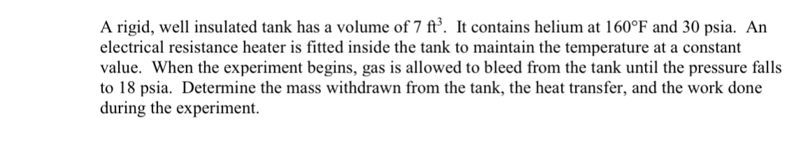 Solved A rigid, well insulated tank has a volume of 7ft3. | Chegg.com