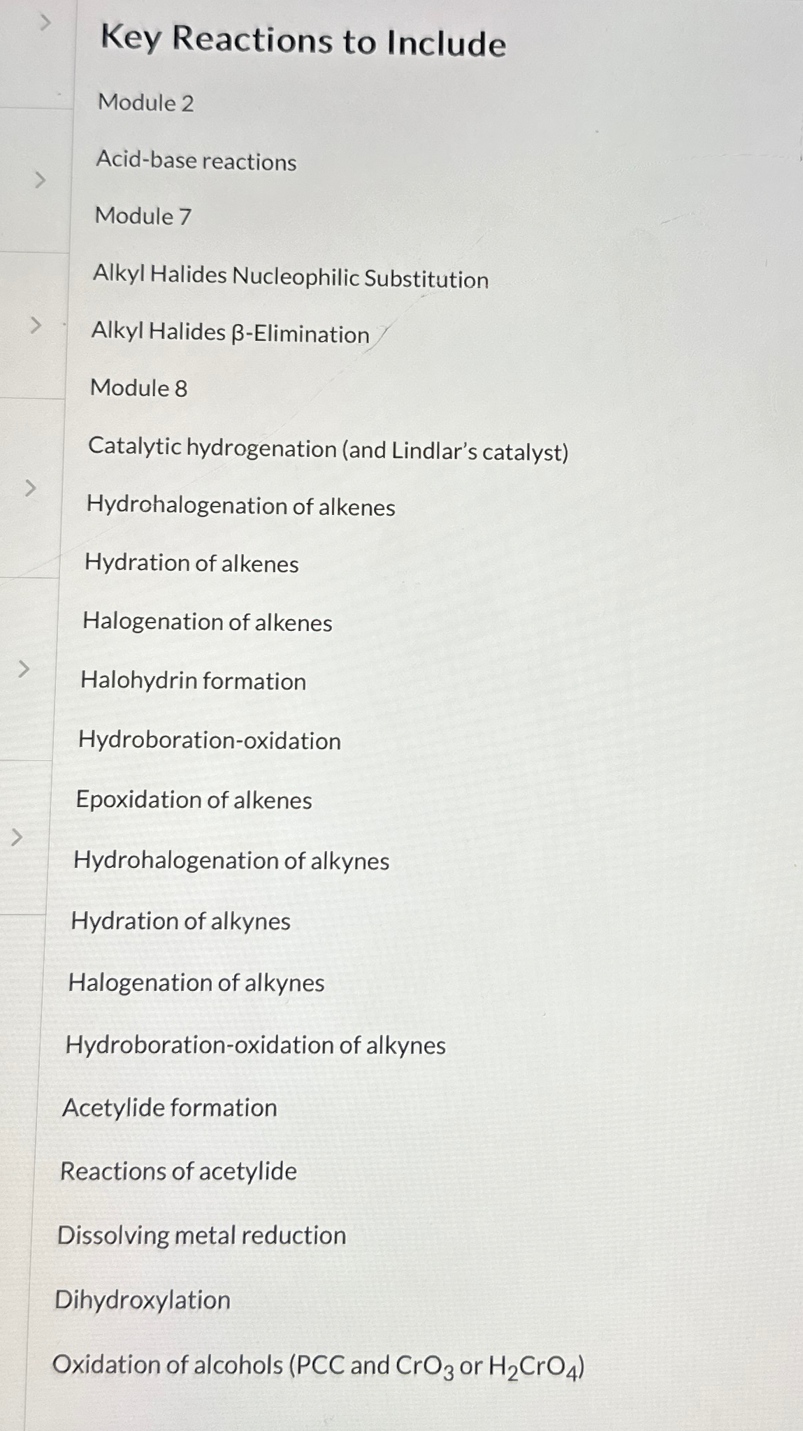 Solved Create a reaction map including these Key Reactions | Chegg.com