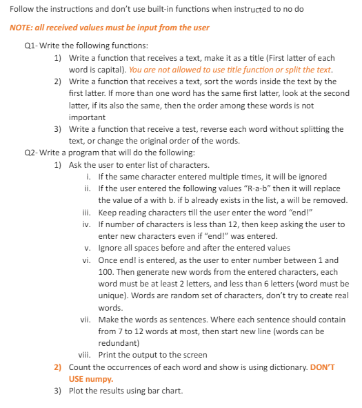 Solved please write a python code that follow the | Chegg.com