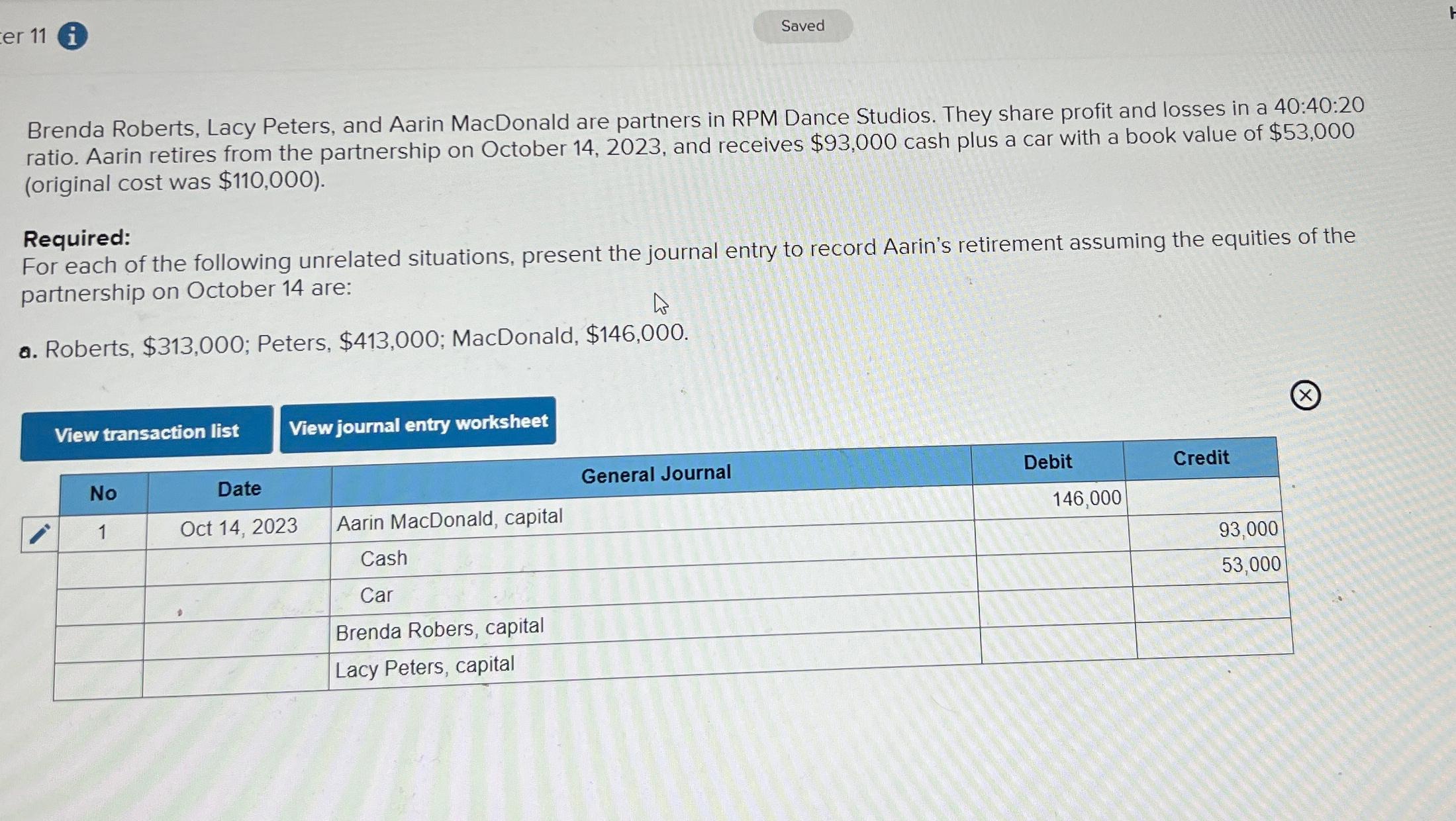 Solved er 11Brenda Roberts, Lacy Peters, and Aarin MacDonald | Chegg.com