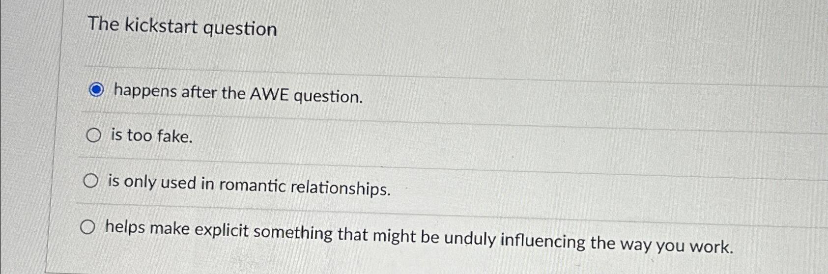 Solved The kickstart questionhappens after the AWE | Chegg.com