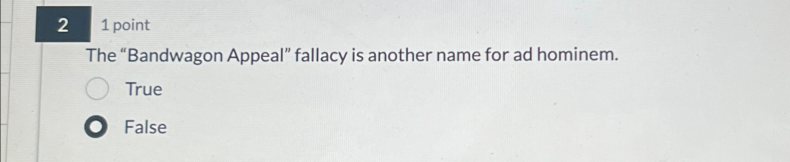 Solved 21 ﻿pointThe "Bandwagon Appeal" fallacy is another | Chegg.com