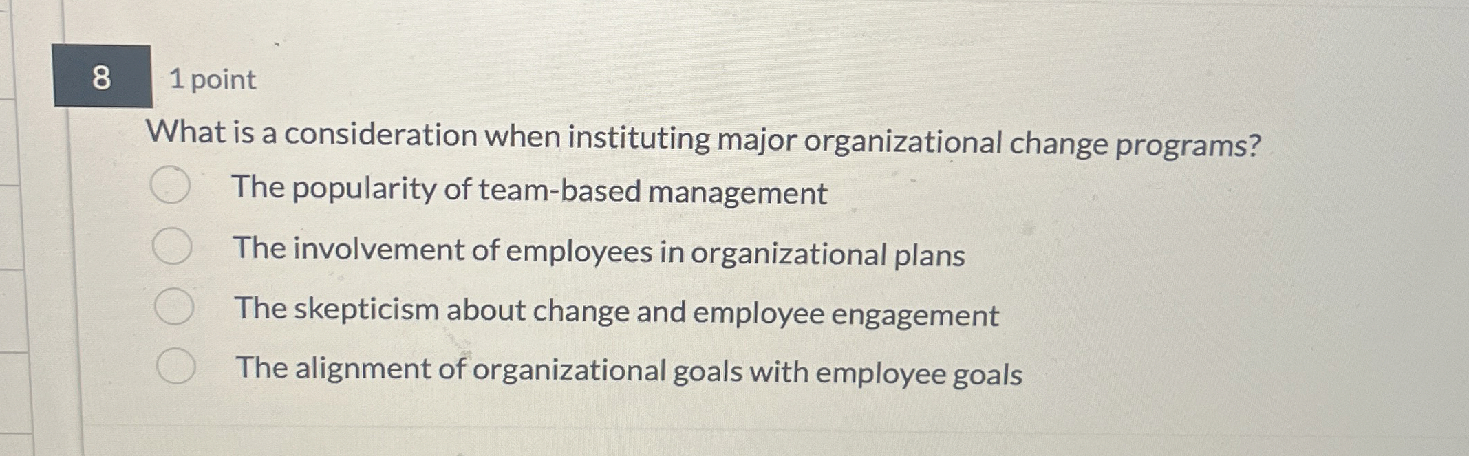 Solved 81 ﻿pointWhat is a consideration when instituting | Chegg.com