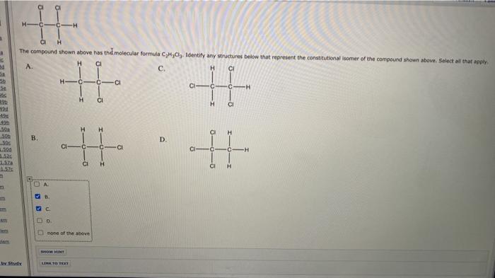 Solved H- H The compound shown above has the molecular | Chegg.com