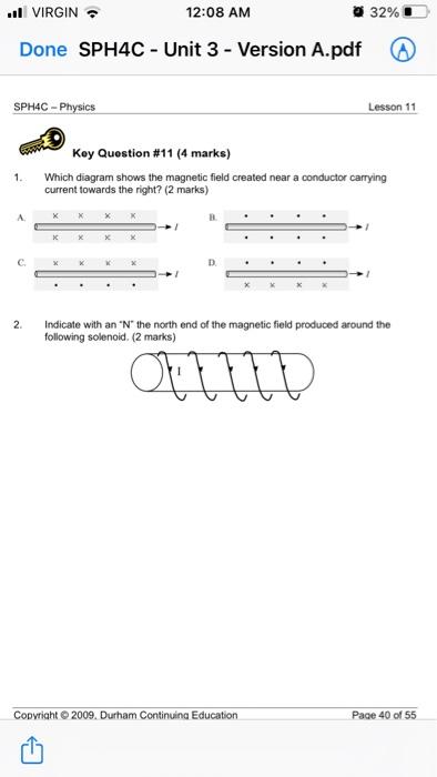 Solved .. VIRGIN 12:08 AM 32% Done SPH4C - Unit 3 - Version | Chegg.com