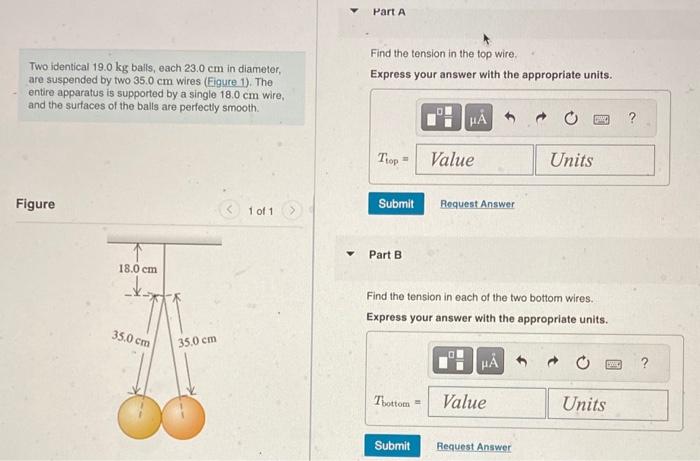 Solved Find the tension in the top wire. Two identical 19.0 | Chegg.com