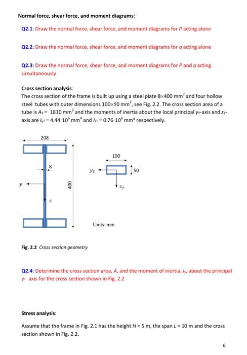 Solved A 3-hinged portal frame as shown in Fig. 2.1 is | Chegg.com