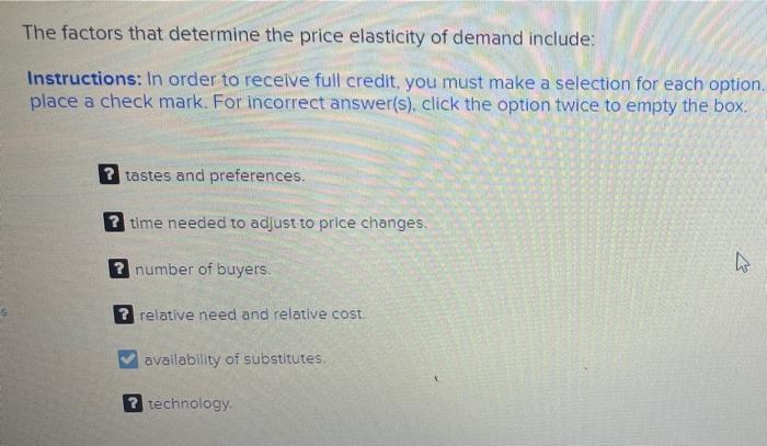 Solved The factors that determine the price elasticity of | Chegg.com