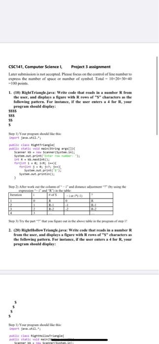 CSC141, Computer Science Project 3 assignment Later | Chegg.com