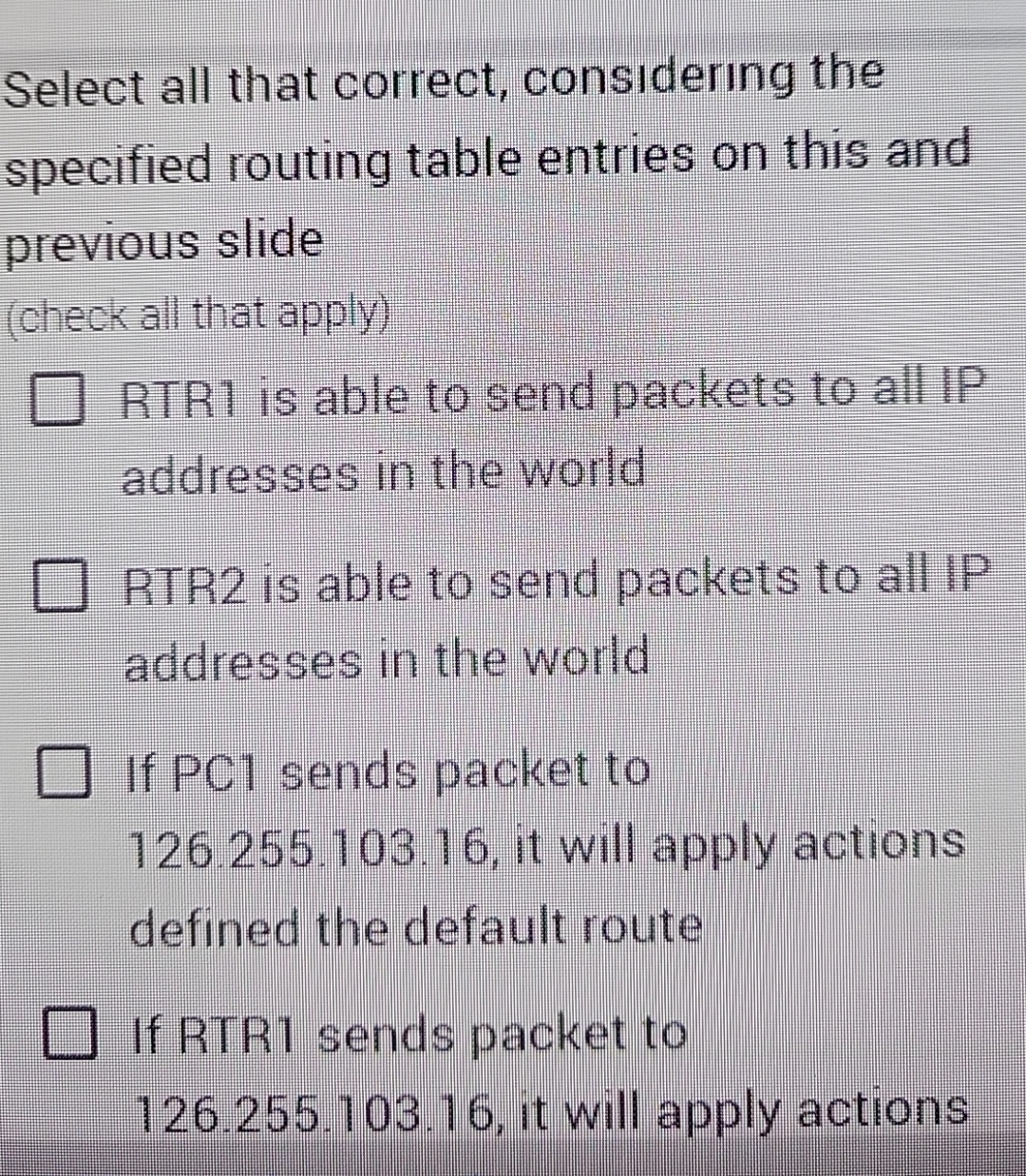 Solved Select all that correct, considering the specified | Chegg.com