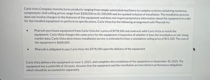 Solved Carla Vista Company manufactures products ranging | Chegg.com