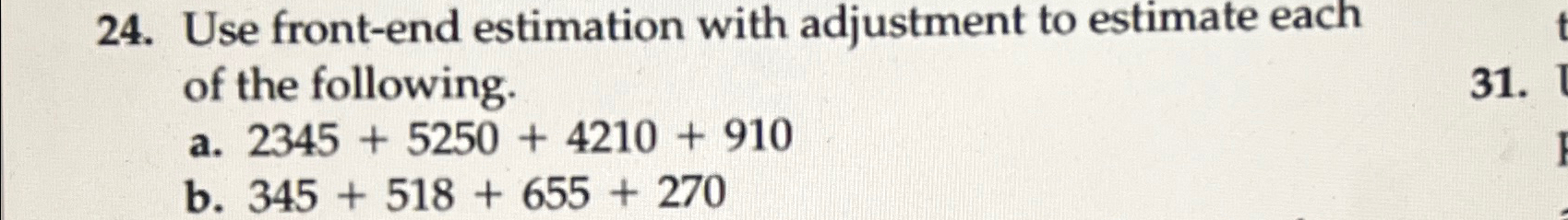 Solved Use front-end estimation with adjustment to estimate | Chegg.com