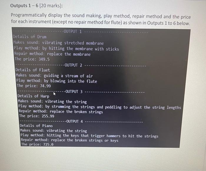 Solved Musical Instruments Design and implement the | Chegg.com