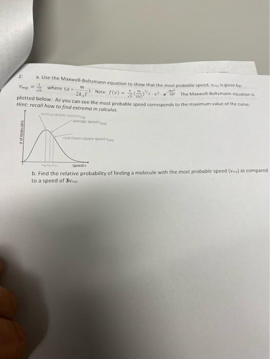 Solved 2. a. Use the Maxwell-Boltzmann equation to shiow | Chegg.com