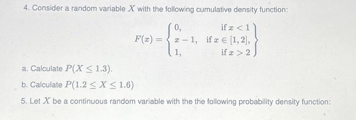 Solved 4. Consider a random variable X with the following | Chegg.com
