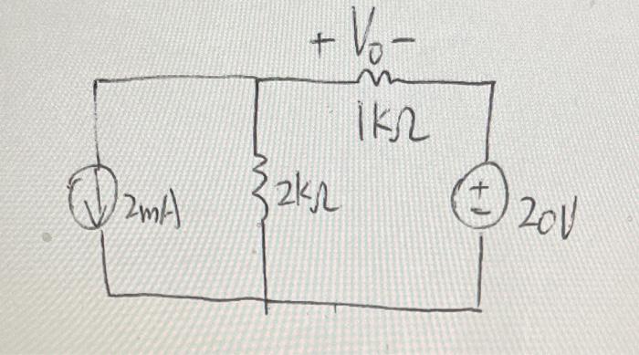 Solved Solve the circuit for V0 using Superposition | Chegg.com Solved Solve the circuit for V0 using Superposition | Chegg.com