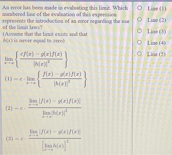Solved An error has been made in evaluating this limit. | Chegg.com