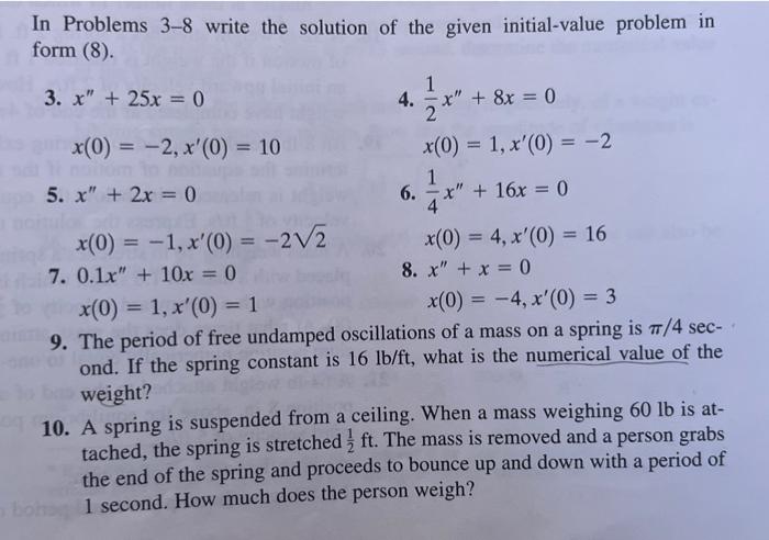 Solved In Problems 3-8 write the solution of the given | Chegg.com