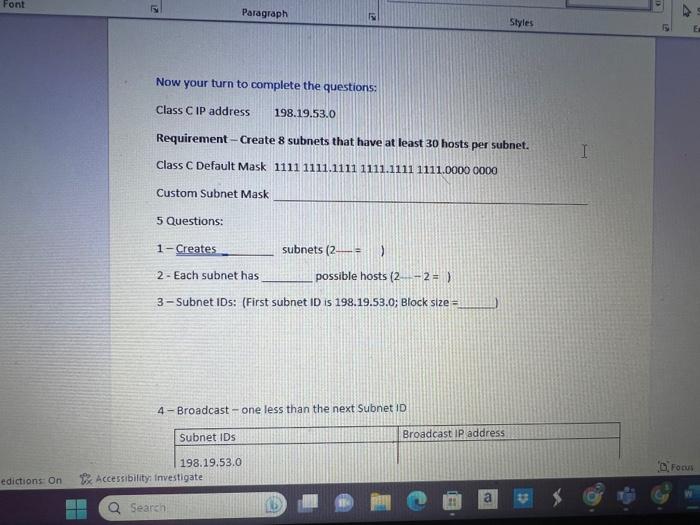 Solved Now your turn to complete the questions: Class C IP | Chegg.com