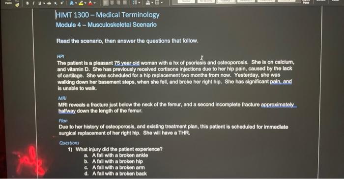 Solved HIMT 1300 - Medical Terminology Module 4 - | Chegg.com